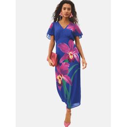 Love & Roses Kleid Damen Gr&ouml;&szlig;e 46 blau / hellgelb / smaragd / orchidee Sommerkleid