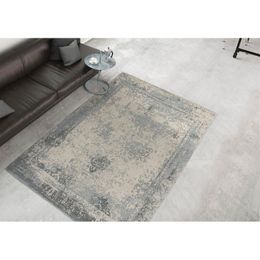Kayoom Teppich &raquo;Nostalgia 285&laquo; rechteckig 10 mm H&ouml;he Flachgewebe, Vintage Design, Wohnzimmer grau Baumwolle, Kunstfaser B : 80cm 1 Stk., 10mm, L: 150cm