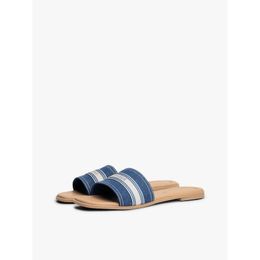 Tommy Hilfiger Damen Pantolette &raquo;FLAT MULE WEBBING&laquo; Sommerschuh, Flats mit modischem Kontrastbesatz 42