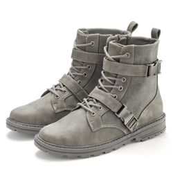 Vivance Damen Stiefelette &raquo;Stiefel, Boots&laquo; mit modischen Zierschnallen VEGAN grau 37