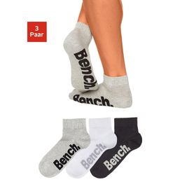 Bench. Damen Kurzsocken &raquo;Damen Herren Socken Kurzschaft mit Komfortbund&laquo; Packung, 3 Stk. tlg. mit bequemen Rippb&uuml;ndchen schwarz-wei&szlig; 35-38