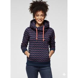 Ragwear Damen Sweatshirt &raquo;GRIPY BOLD CHEVRON O&laquo;, Hoodie mit hochschie&szlig;endem Schalkragen mit Zierknopfbesatz blau XXL