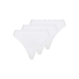Ysabel Mora Damen YSABEL MORA Tanga &raquo;BASIC COLLECTION COTTON WITH LACE&laquo; nicht nur bequem, sondern auch romantische Spitzendetails wei&szlig; L