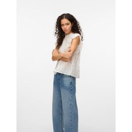 V&eacute;ro Moda Vero Moda Damen Blusenshirt &raquo;VMTRINE SL LACE TOP WVN NOOS&laquo; Baumwolle wei&szlig; L