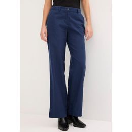 bonprix Damen bonprix Leinenhose aus Leinen-Baumwoll-Mix, Loose Fit, komfortable Leibh&ouml;he blau 42, N-Gr