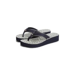 Tommy Hilfiger Damen Zehentrenner &raquo;TH MONOGRAM MID WEDGE SANDAL&laquo; Sommerschuh, Dianette mit logobedruckter Innensohle blau 41