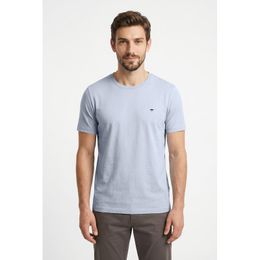 Fynch-Hatton Herren Fynch-Hatton T-Shirt &raquo;Fynch-Hatton Basic T-Shirt&laquo; Sommershirt in unifarben, mit Logostickerei blau XXL