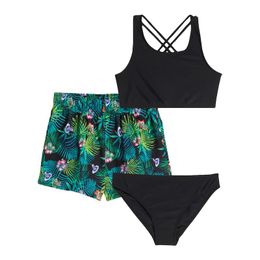 bonprix M&auml;dchen bonprix Badeanzug Set, 3er, 3er-Set, aus Polyamid und Elasthan bunt 140/146, N-Gr