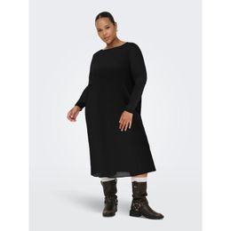 Only Carmakoma Damen Only CARMAKOMA Chiffonkleid &raquo;CARFOREST LIFE LS BOATNECK BLK DRESS JRS&laquo; Sommerkleid schwarz M, N-Gr