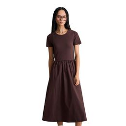 Marc O'Polo Marc O'polo Denim Damen Marc O'Polo DENIM Jerseykleid Seitennahttaschen flared mit Baumwoll-Popelinerock braun M, N-Gr