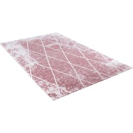 Tom Tailor HOME Teppich &raquo;Fine Lines&laquo; rechteckig 5 mm H&ouml;he Flachgewebe, Rauten Design, ideal im Wohnzimmer & Schlafzimmer rosa Wolle B : 50cm 1 Stk., 