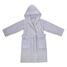 W&ouml;rner Kinderbademantel &raquo;Sterne&laquo; mit Stickerei, mit Taschen, maschinenwaschbar, trocknergeeignet grau Baumwoll-Webfrottier 128 L: 80cm