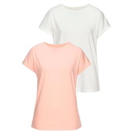 Vivance By Lascana Damen Vivance by Lascana T-Shirt aus luftiger Bio-Baumwoll-Qualit&auml;t rosa 44/46