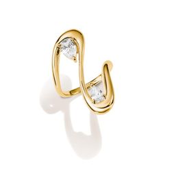 Thomas Sabo Damen Thomas Sabo Fingerring &raquo;Fluid Elegance Ring doppelt geschwungen gelbgoldfarben&laquo; mit Zirkonia (synth.) gold 56, Metall