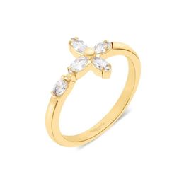 Tamaris Damen Fingerring &raquo;Cross, Kreuz-Design&laquo; mit Zirkonia (synth.) 54, Edelstahl, 1,6mm