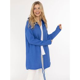 Zwillingsherz Damen Jerseymantel &raquo;"Positive Mind"&laquo; mit hohem Baumwollanteil, sommerliche leichte Sweatware blau L/XL