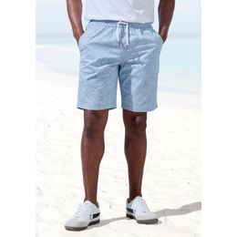 John Devin Herren Shorts &raquo;- Sommer Bermuda mit Bl&auml;tter-Print&laquo; kurze Schlupfhose aus elastischer, gewebter Baumwollqualit&auml;t blau S, N-Gr
