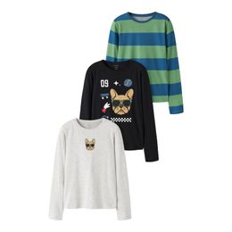 name it Jungen Langarmshirt &raquo;NKMNIKOLAI 3P LS TOP&laquo; Packung, 3 Baumwolle, regular fit bunt 146/152