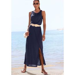 Lascana Damen Lascana Maxikleid &raquo;aus Jerseyware mit hohem Beinschlitz&laquo; Sommerkleid, Strandkleid, leichtes Jerseykleid, casual blau 40, N-Gr