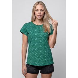 alife and kickin Alife & Kickin Damen Rundhalsshirt &raquo;FelinaAK B&laquo; modisches Basic-Shirt mit Rundhals-Ausschnitt, rundem Saum und allover gr&uuml;n M