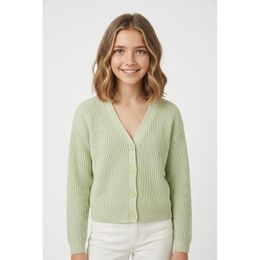 Tom Tailor Kinder Tom Tailor Strickjacke mit V-Ausschnitt und Knopfleiste gr&uuml;n 140