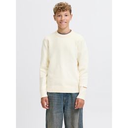 Jack & Jones Jack & Jones Junior Herren Rundhalspullover &raquo;JORNORREBRO KNIT CREW NECK JNR&laquo; Baumwollmischung, locker geschnitten wei&szlig; 140