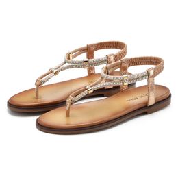 Lascana Damen Lascana Zehentrenner &raquo;Sandale, Sommerschuh, offener Schuh,&laquo; mit eleganten Schmucksteinchen VEGAN rosa 36