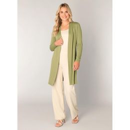 Base Level Damen Longstrickjacke &raquo;Yayla Long&laquo; ohne Verschluss gr&uuml;n 46