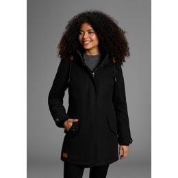 Kangaroos Damen Kangaroos Parka mit Teddy Fellimitat gef&uuml;ttert, Winterjacke schwarz 40
