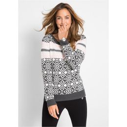 bonprix Damen bonprix Norwegerpullover aus reiner Baumwolle, mit klassischem Norwegermuster grau 40/42 (M)