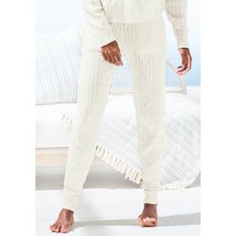 French Connection Damen Strickhose mit Zopfmuster in weiche, softer Qualit&auml;t, Loungewear wei&szlig; 48/50, N-Gr
