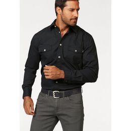 Arizona Herren Langarmhemd regular fit, mit Knopfleiste, aus Baumwolle schwarz 41/42 (L), N-Gr