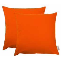 Tom Tailor HOME Dekokissen &raquo;Dove&laquo; unifarben, Kissenh&uuml;llen ohne F&uuml;llung, 2er Pack orange Baumwolle B/L: 38cm x 38cm, 2 Stk.
