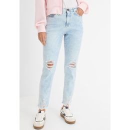 bonprix Damen bonprix Mom-Jeans modischer Schnitt, Regular Fit, ausgefranster Saum 36, N-Gr