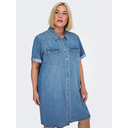 Only Carmakoma Damen Only CARMAKOMA Jeanskleid &raquo;CARLISA S/S DNM DRESS GUA NOOS&laquo; Brusttaschen Baumwollmischung, regular fit blau 46, N-Gr