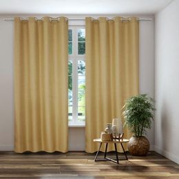 Kutti Vorhang &raquo;Dimout&laquo; &Ouml;sen 1 Stk. tlg. Verdunkelung, Thermo, isolierend, einfarbig gelb Polyester 225cm, &Ouml;sen, 140cm