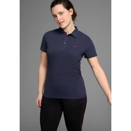 Kangaroos Damen Kangaroos Poloshirt Kurzarm, unifarben, Polokragen, aus Baumwolle, gro&szlig;e Gr&ouml;&szlig;en blau 52/54