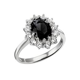 Firetti Damen Fingerring &raquo;Schmuck Geschenk Silber 925 Damenring Lady D Diana Royal&laquo; mit Zirkonia (synth.), Glasstein schwarz 60, Silber 925 (