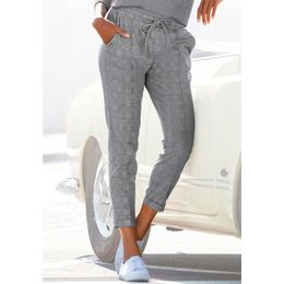 Vivance Damen Jogger Pants &raquo;aus bequemen Stretchstoff&laquo; mit Karomuster und seitlichen Taschen, Sommerhose, Schlupfhose schwarz 44, N-Gr