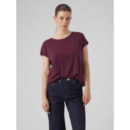 V&eacute;ro Moda Vero Moda Damen T-Shirt &raquo;VMAVA PLAIN SS TOP JRS NOOS&laquo; Materialmix, regular fit rot L
