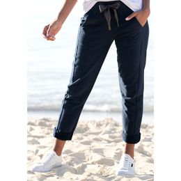 ELBSAND Damen Sweathose &raquo;Brinja&laquo; mit Logoprint am Bund und Taschen, Jogginghose, Relaxhose blau M (38), N-Gr
