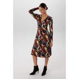 Aniston Selected Damen Aniston SELECTED Jerseykleid V-Ausschnitt mit raffinierter Wickeloptik - NEUE KOLLEKTION bunt 40, N-Gr