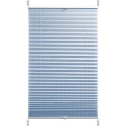 Kutti Plissee &raquo;Candy&laquo; Lichtschutz Perlreflex-beschichtet ohne Bohren verspannt Sichtschutz Klemmfix Crushed Optik blau Obermaterial: 100% Polyester 140cm, 