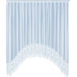 WIRTH Gardine &raquo;Elena&laquo; Faltenband 1 Stk. tlg. veredelt mit echter Plauener Spitze Stickerei, Bogen wei&szlig; Sabl&eacute;, Polyester 175cm, Faltenband, 750cm
