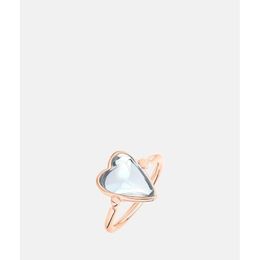 Liebeskind Berlin Damen Fingerring &raquo;Schmuck Geschenk Glass Heart Ring&laquo; mit Glasstein rosa 52, Edelstahl, 2mm