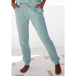 Buffalo Damen Sweathose Loungehose mit seitlichen Taschen und kleinem Druck, Loungewear gr&uuml;n 44/46, N-Gr