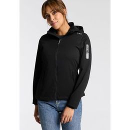 CMP Damen CMP Softshelljacke &raquo;WOMAN JACKET DET HOOD&laquo; mit Kapuze mit Kapuze, atmungsaktiv, windabweisend, wasserabweisend schwarz 48