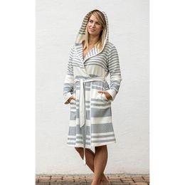Framsohn frottier Damenbademantel &raquo;Boho Living Hamam Bademantel&laquo; Packung, 1 Stk. trendige Streifenoptik, Reise, Sauna, Strand grau Baumwolle L L: 
