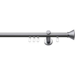 Indeko Gardinenstange &raquo;Ibiza&laquo; &Oslash; 16 mm 1 l&auml;ufig-l&auml;ufig Fixma&szlig; Innenlauf Komplett-Set inkl. Gleitern und Montagematerial silber Aluminium B/L: 120cm &Oslash; 