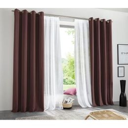 OTTO home Vorhang &raquo;Raja&laquo; &Ouml;sen 2 Stk. tlg. einfarbig, Einfache Montage, Pflegeleicht, &Ouml;sen, 2 er Pack, uni braun Polyester, Recyceltes Material 175cm, 